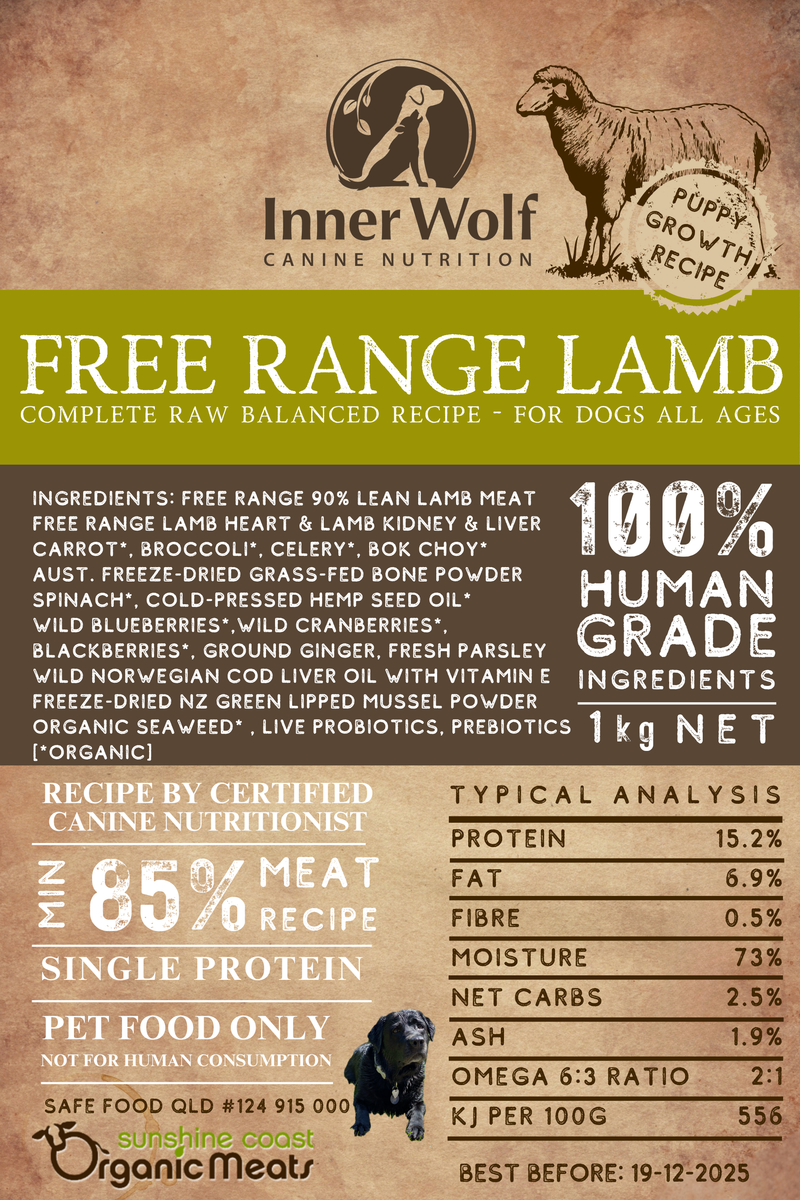 Inner Wolf Free Range Lamb Dog Food Sunshine Coast