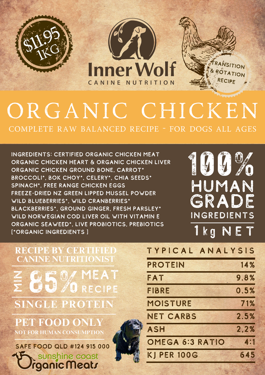 Inner Wolf Free Range Chicken Dog Food Sunshine Coast