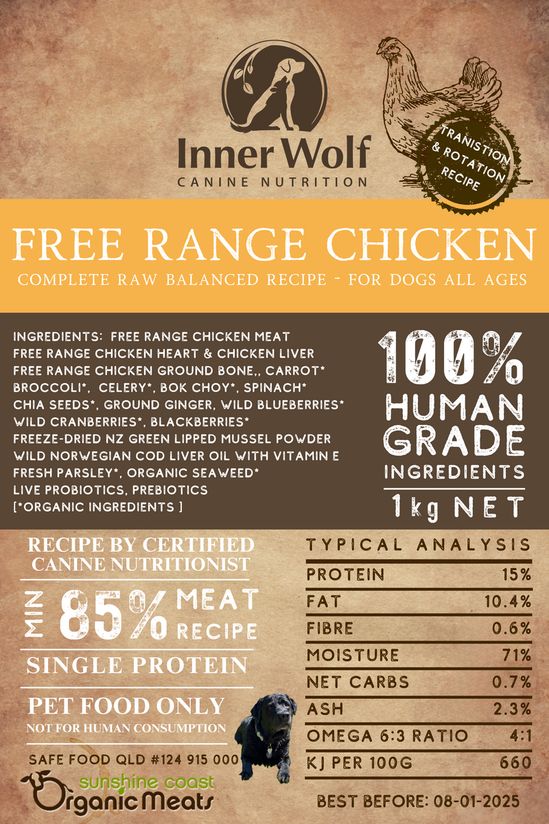 Inner Wolf Free Range Chicken Dog Food Sunshine Coast