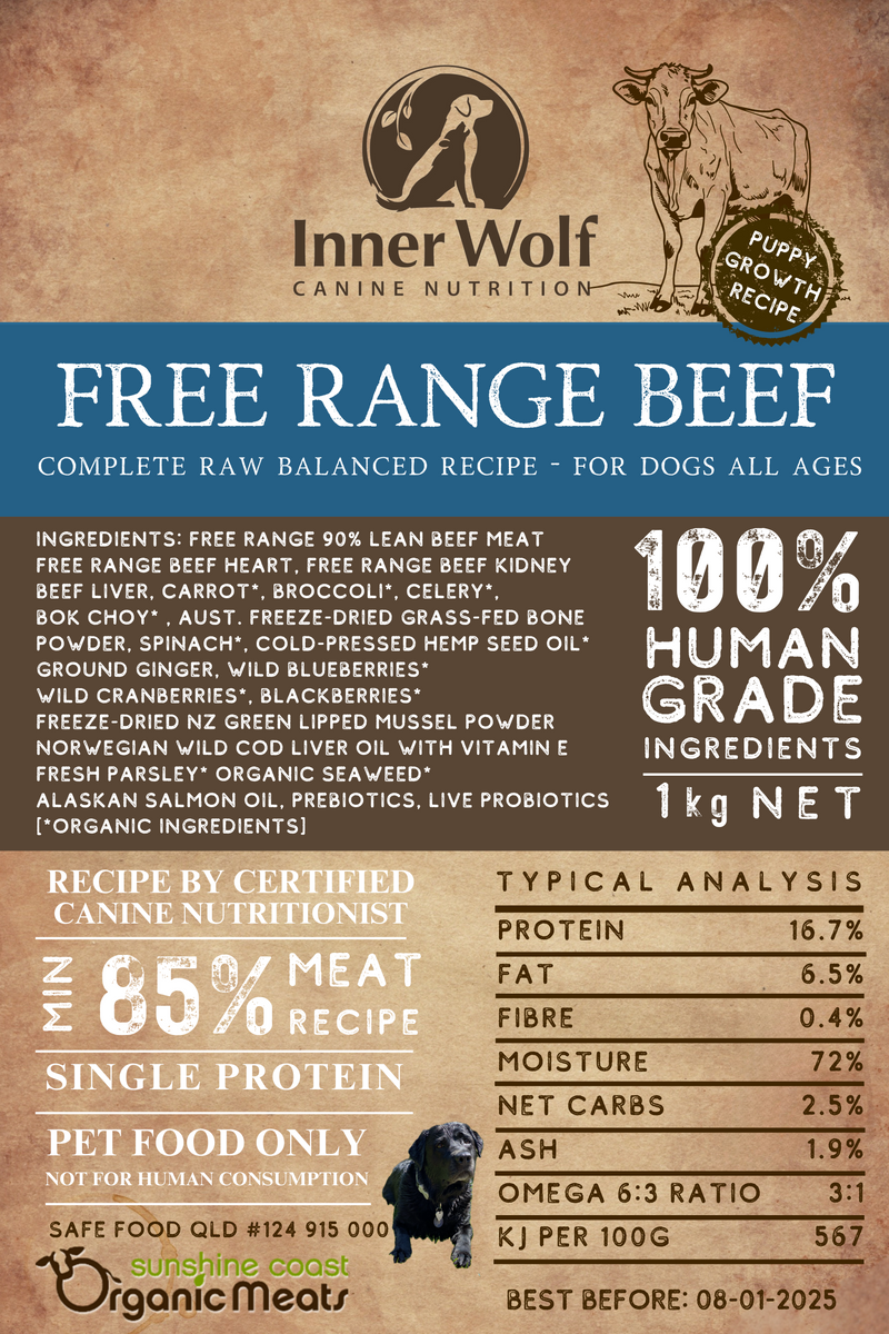 Inner Wolf Free Range Beef Dog Food Sunshine Coast